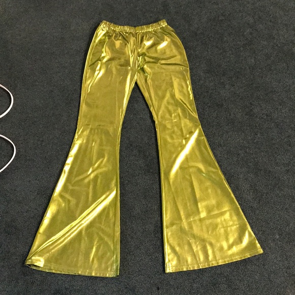 Pants & Jumpsuits | Metallic Green Bell Bottoms | Poshmark